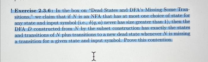 Solved ! Exercise 2.3.6: In the box on "Dead States and | Chegg.com