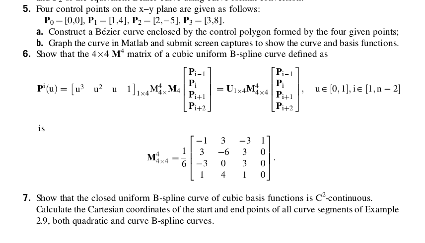 Solved 5. Four control points on the x−y plane are given as | Chegg.com