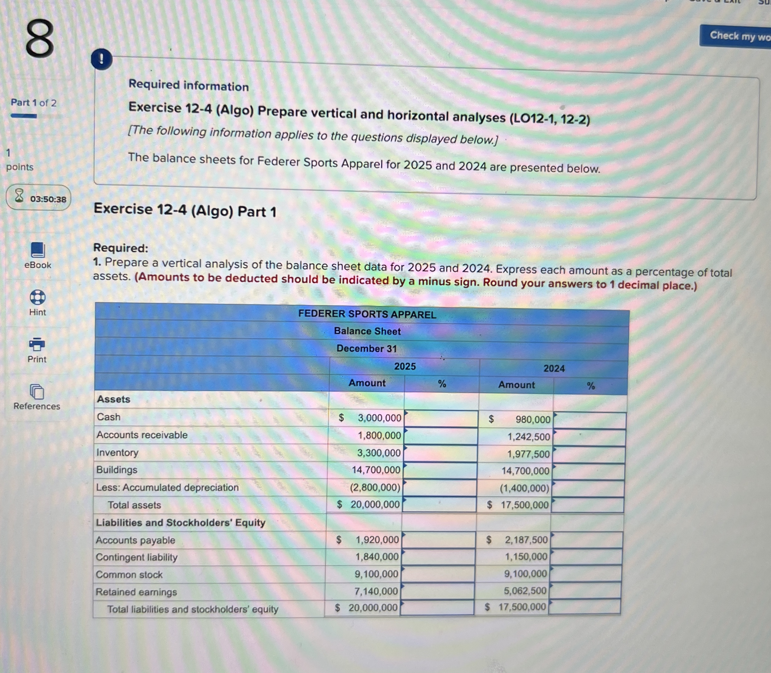 Solved !Part 1 ﻿of 2Required informationExercise 12-4 (Algo) | Chegg.com