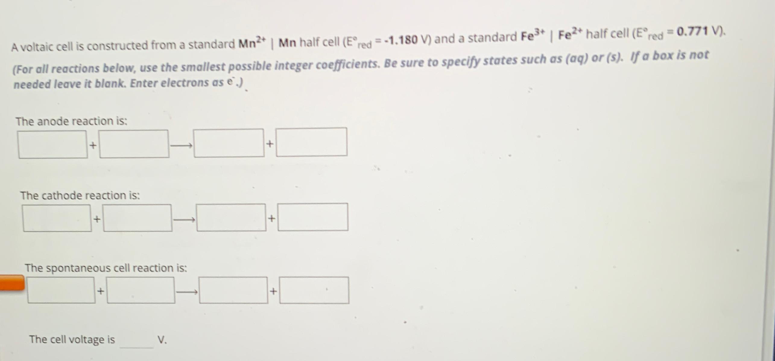 Solved A voltaic cell is constructed from a standard | Chegg.com