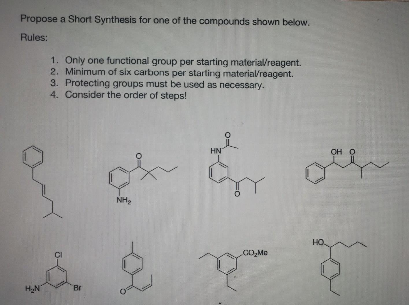 Solved Propose a Short Synthesis for one of the compounds | Chegg.com