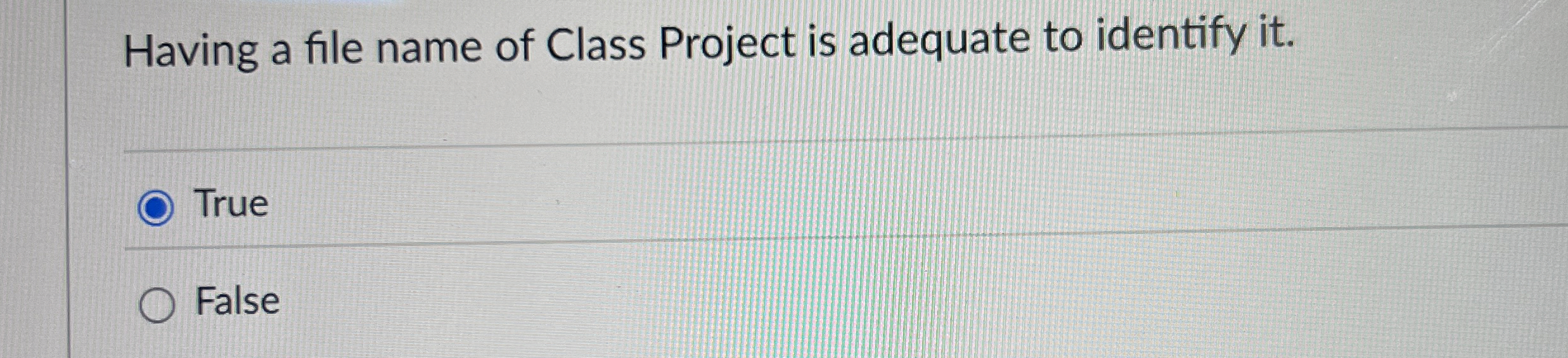 Solved Having a file name of Class Project is adequate to | Chegg.com