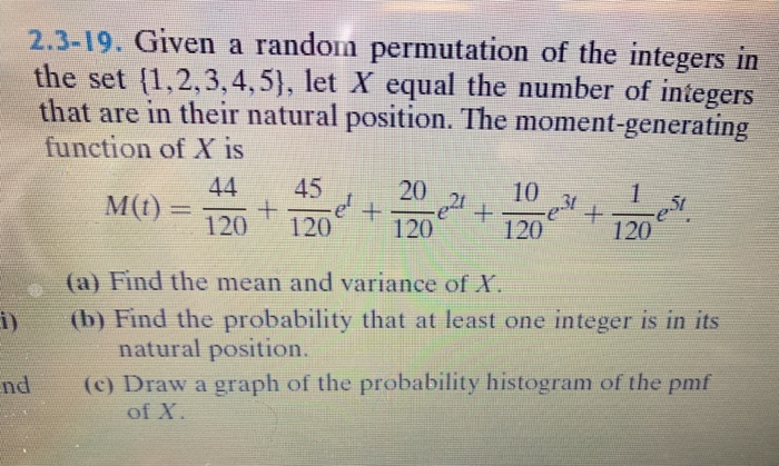 Solved 2.3-19. Given a random permutation of the integers in | Chegg.com