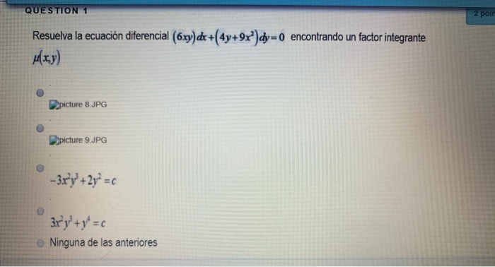 Solved QUESTION 1 2 poin Resuelva la ecuación diferencial | Chegg.com