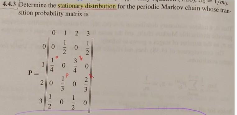 Solved 4.3 Determine the stationary distribution for the | Chegg.com