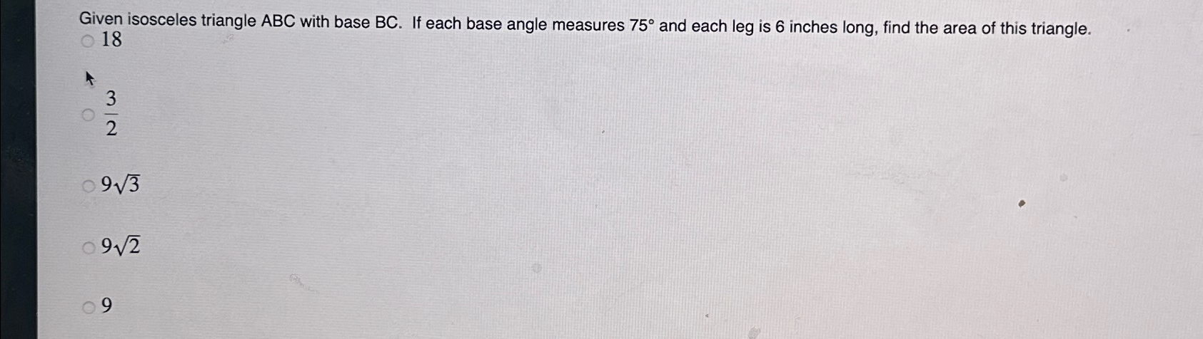 Solved Given isosceles triangle ABC with base BC. ﻿If each | Chegg.com