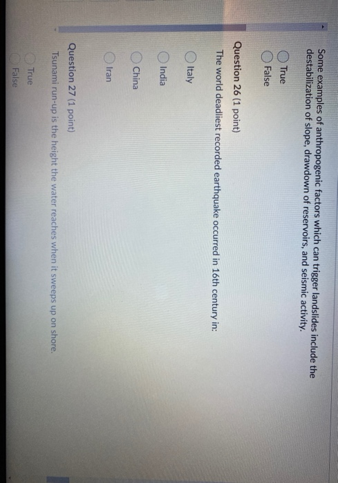 Solved Some examples of anthropogenic factors which can | Chegg.com