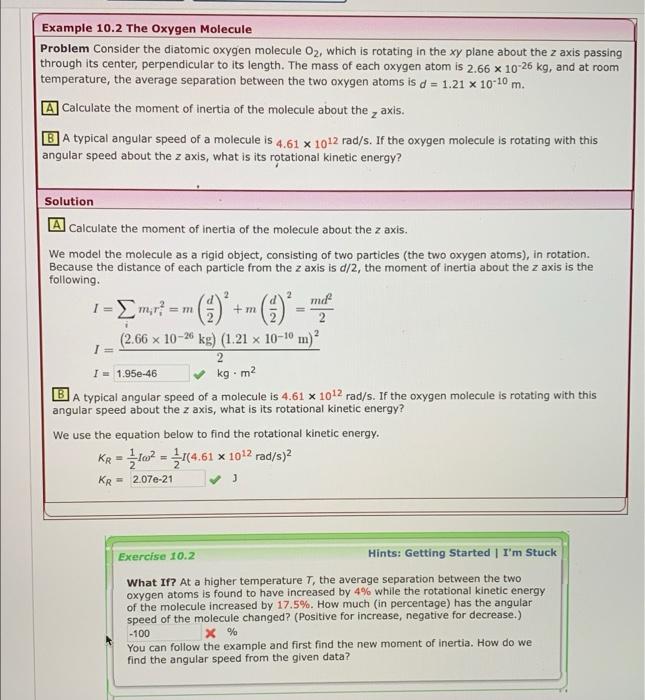 Solved Example 10.2 The Oxygen Molecule Problem Consider the | Chegg.com