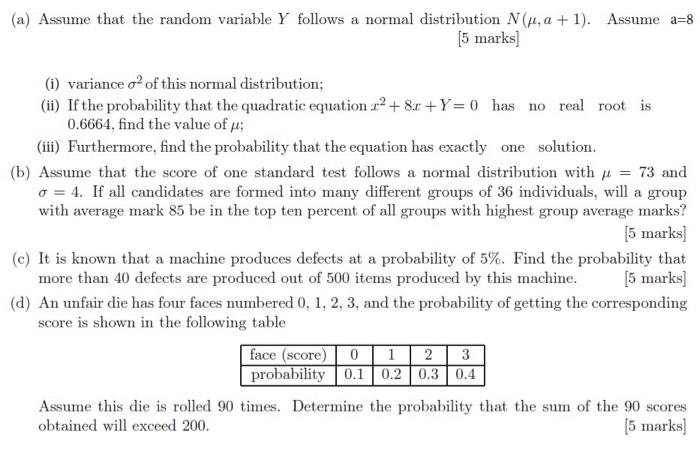 Solved (a) Assume that the random variable y follows a | Chegg.com