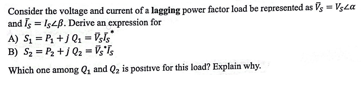 Solved Consider the voltage and current of a lagging power | Chegg.com