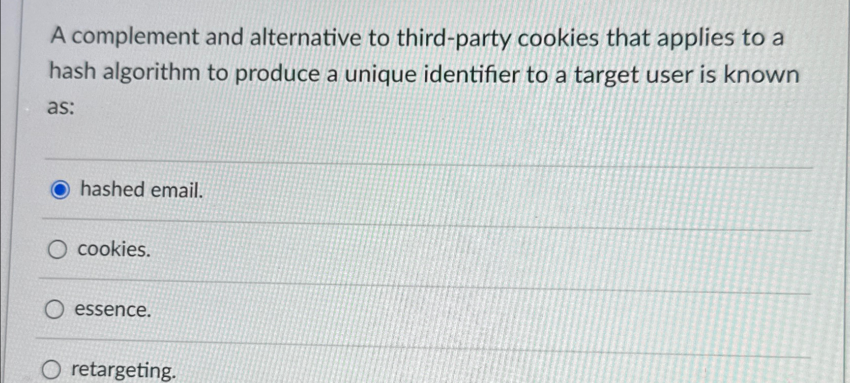 Solved A complement and alternative to third-party cookies | Chegg.com