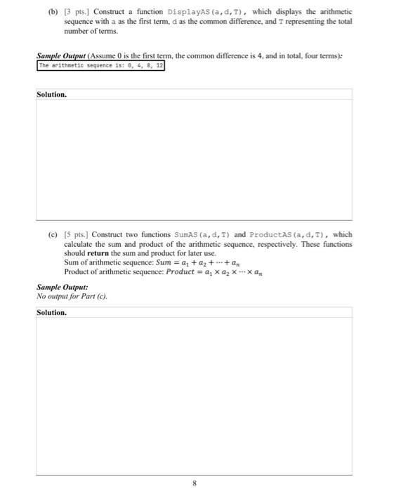 Solved Given the arithmetic sequence formula an=a1+(n−1)d; | Chegg.com