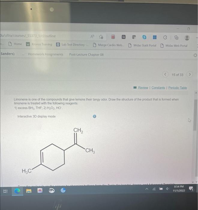 Solved Limonene is one of the compounds that give lemons | Chegg.com