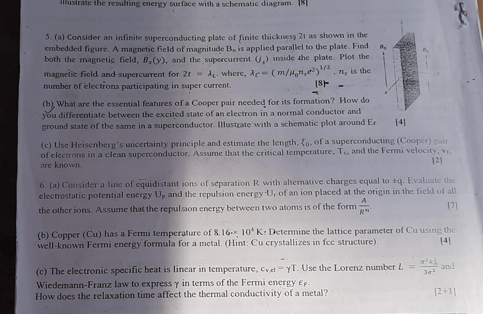Solved 5 A Consider An Infinite Superconducting Plate Of