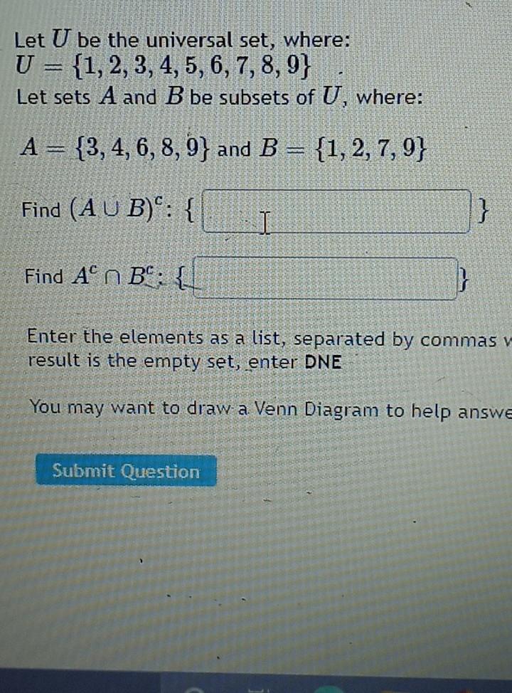 Solved Let U be the universal set, where: U = {1, 2, 3, 4, | Chegg.com
