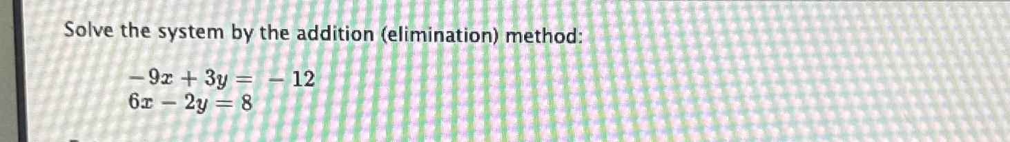 Solved Solve the system by the addition (elimination) | Chegg.com