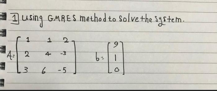 Solved 1 using GMÃES method to solve the system. 1 1 2 4: 2 | Chegg.com