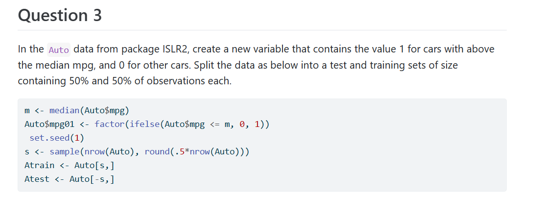 Solved Perform a logistic regression to predict mpg01, | Chegg.com