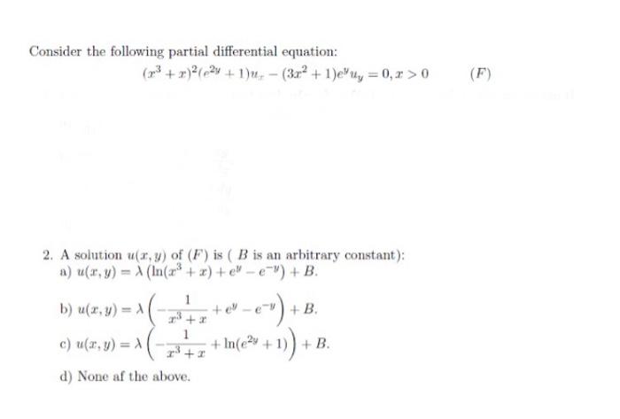 Solved Consider the following partial differential equation: | Chegg.com