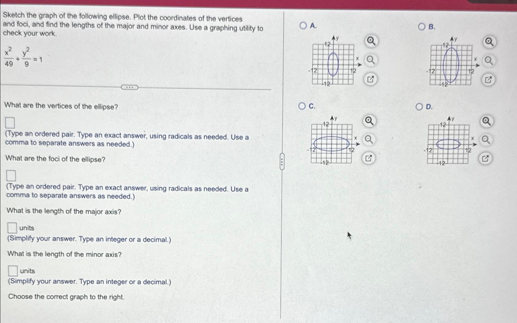 Solved Sketch the graph of the following ellipse. Plot the | Chegg.com