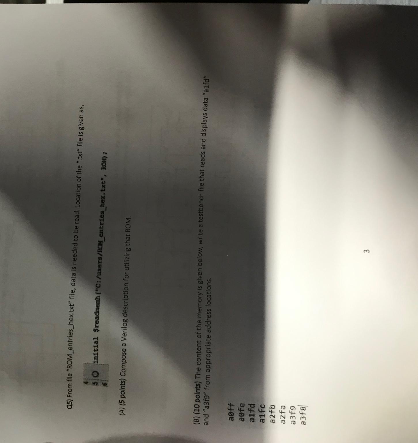 Solved Q5) ﻿From file "ROM_entries_hex.txt" ﻿file, data is | Chegg.com