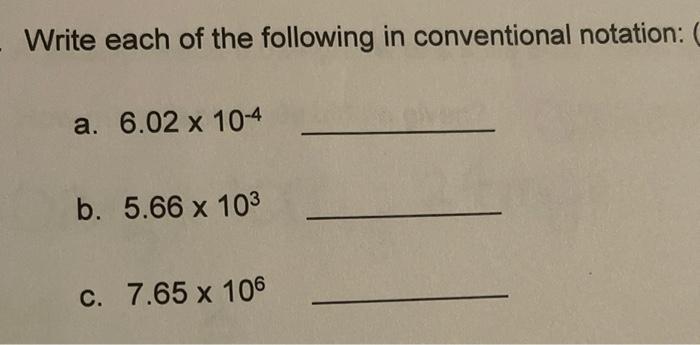 Solved Write each of the following in conventional notation: | Chegg.com