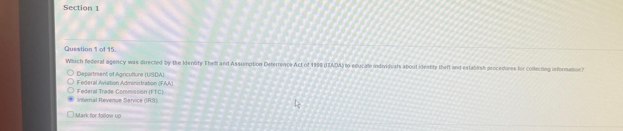 Solved Section 1Question 1 ﻿of 15.Department of Agriculture | Chegg.com