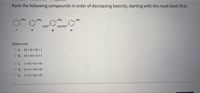 Solved Rank the following compounds in order of decreasing | Chegg.com