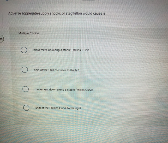 Solved Adverse aggregate-supply shocks or stagflation would | Chegg.com