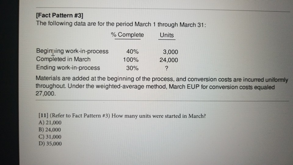 Solved [Fact Pattern #3] The following data are for the | Chegg.com