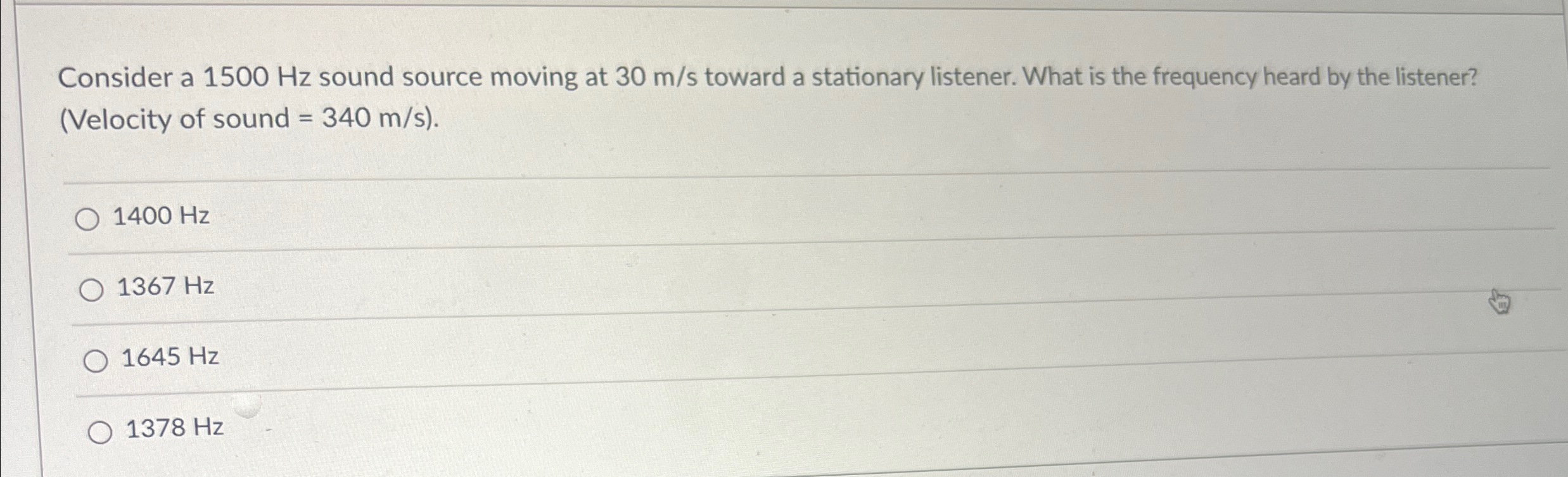 Solved Consider a 1500Hz ﻿sound source moving at 30ms | Chegg.com