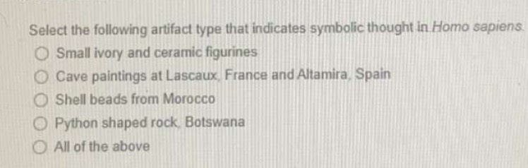 Solved Select the following artifact type that indicates | Chegg.com