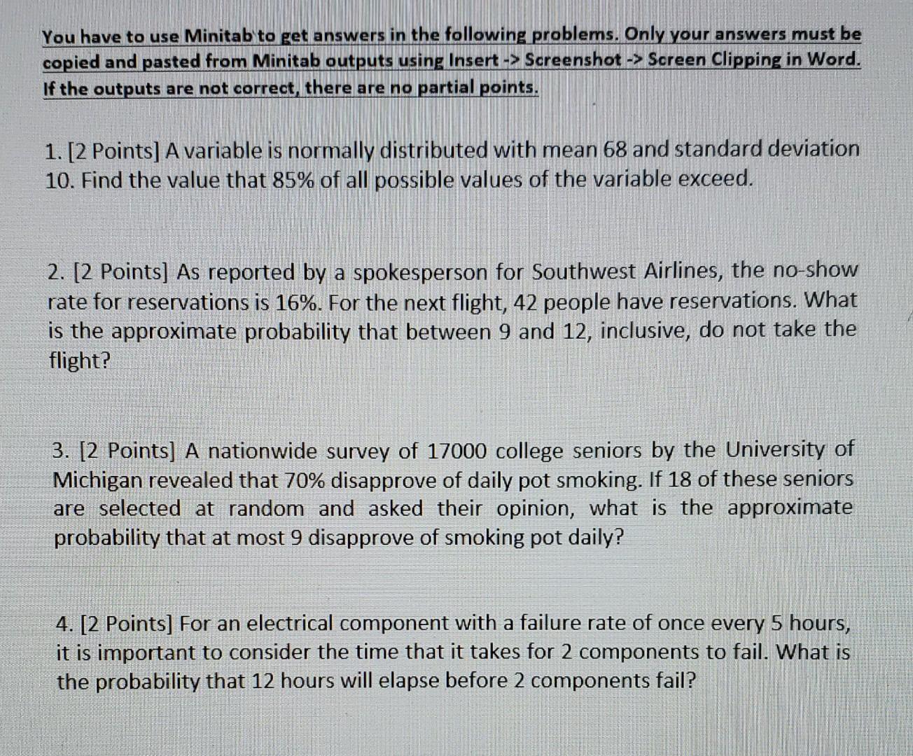 Solved You have to use Minitab to get answers in the | Chegg.com