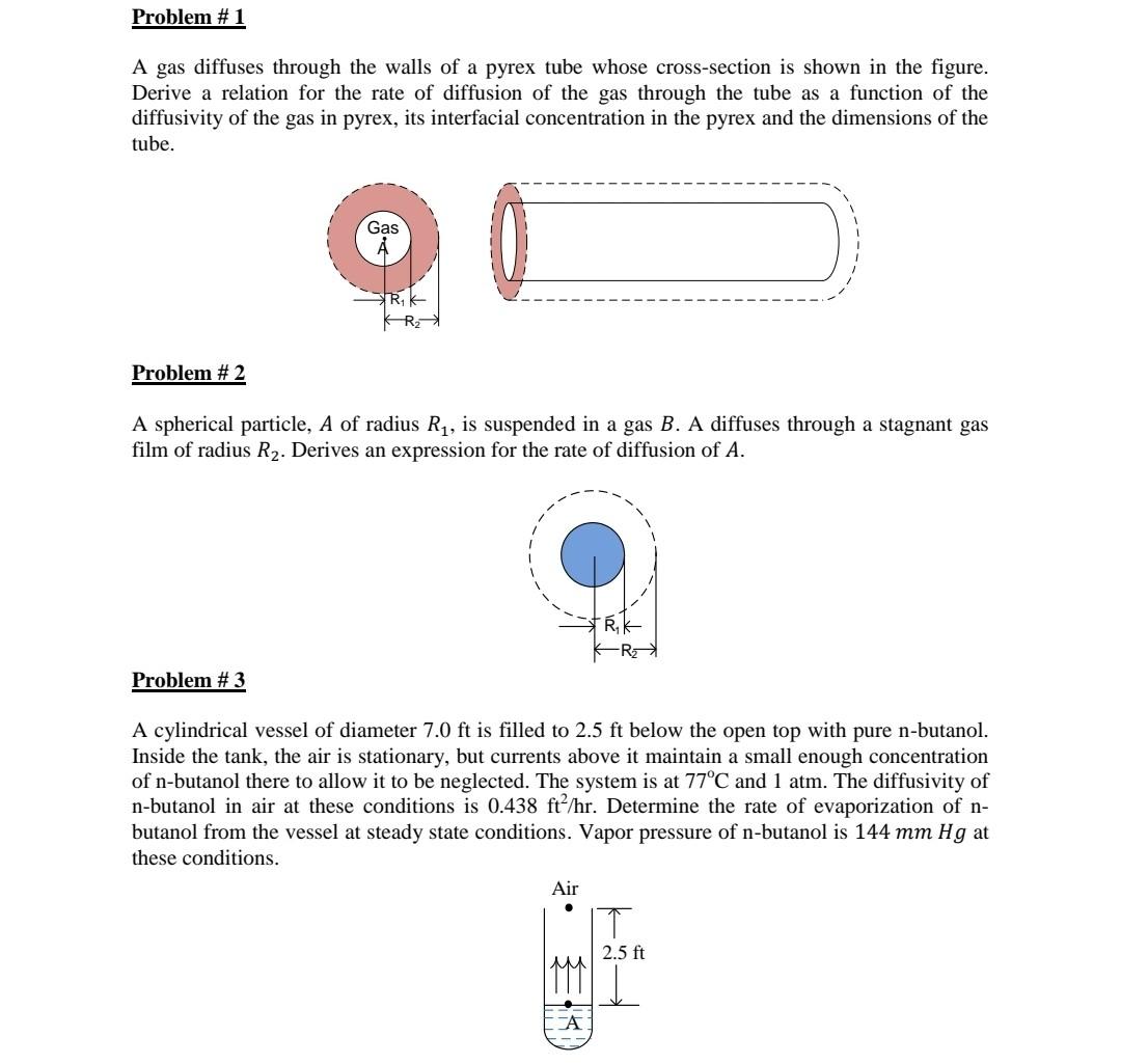 Solved Problem # 1 A gas diffuses through the walls of a | Chegg.com