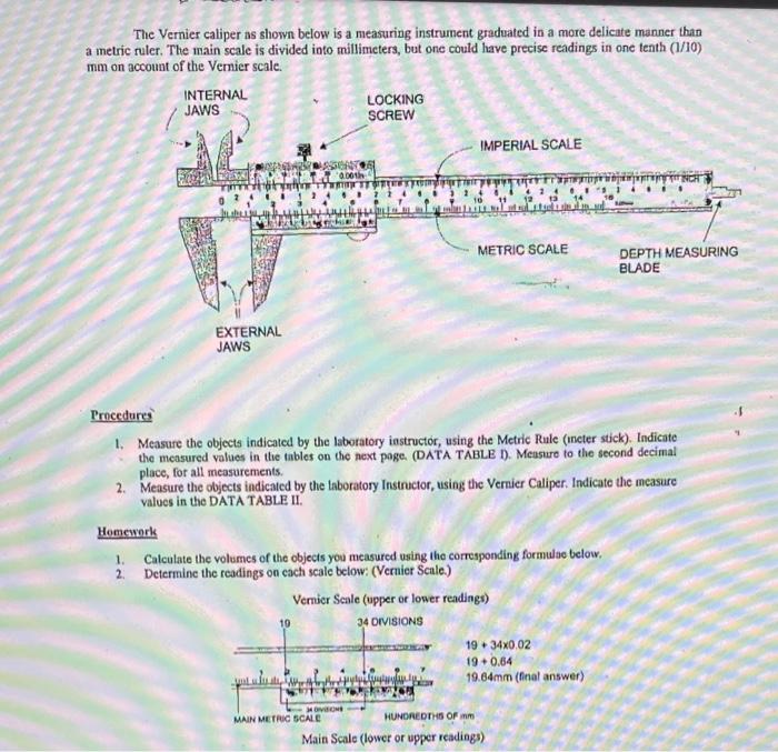 Solved EXPERIMENT 2 MEASUREMENT OF LENGTH 1. Objective A. To | Chegg.com