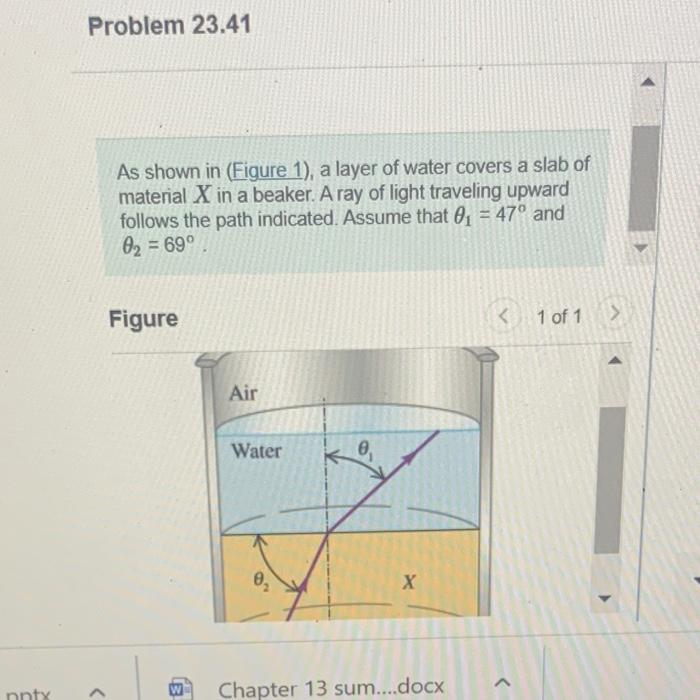 Solved As shown in (Figure 1), a layer of water covers a | Chegg.com