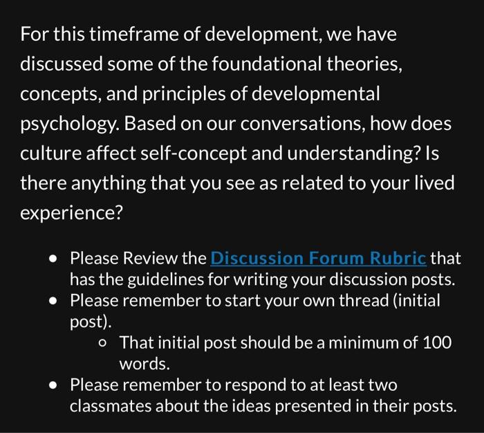 Solved For this timeframe of development, we have discussed | Chegg.com