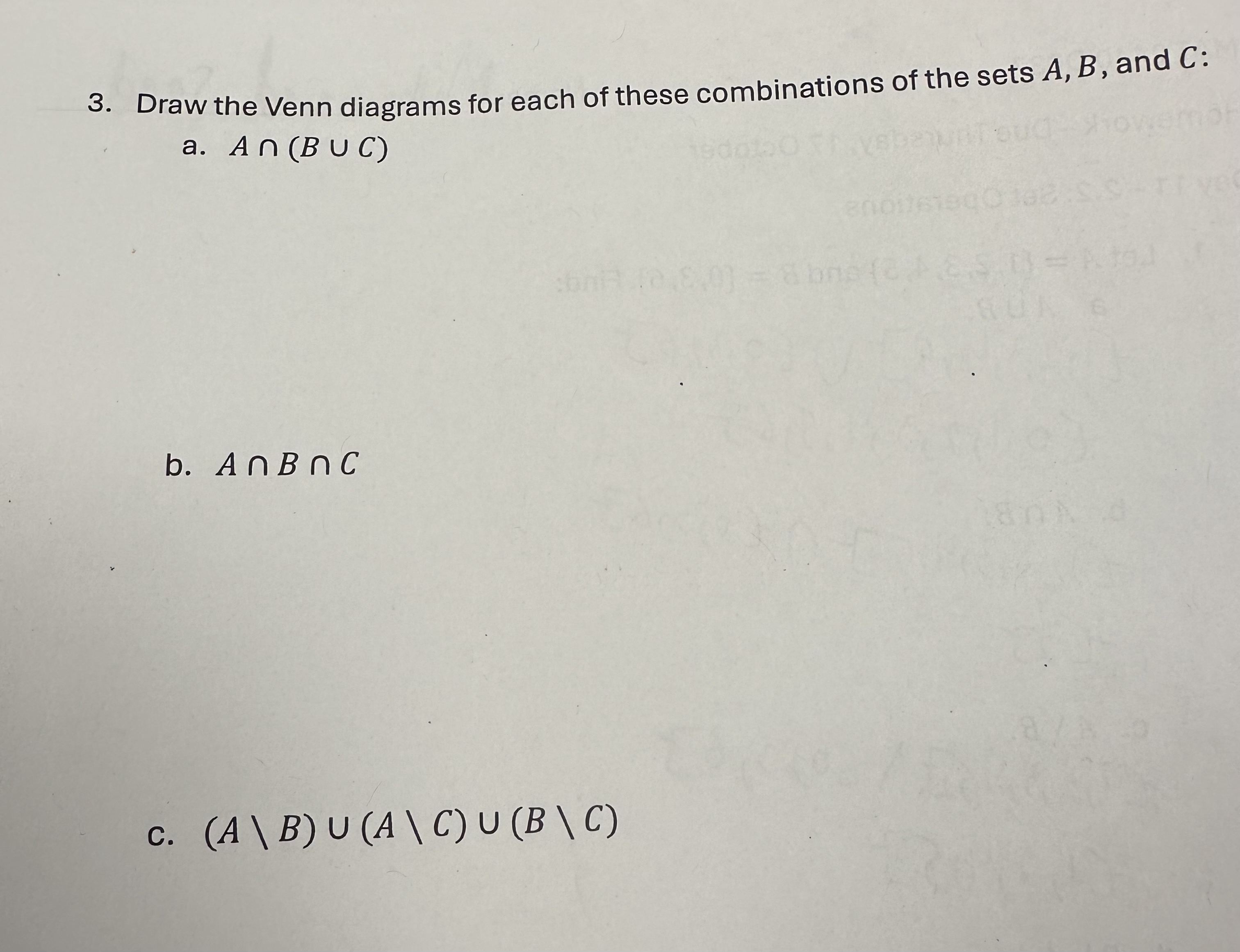 Solved Draw the Venn diagrams for each of these combinations | Chegg.com