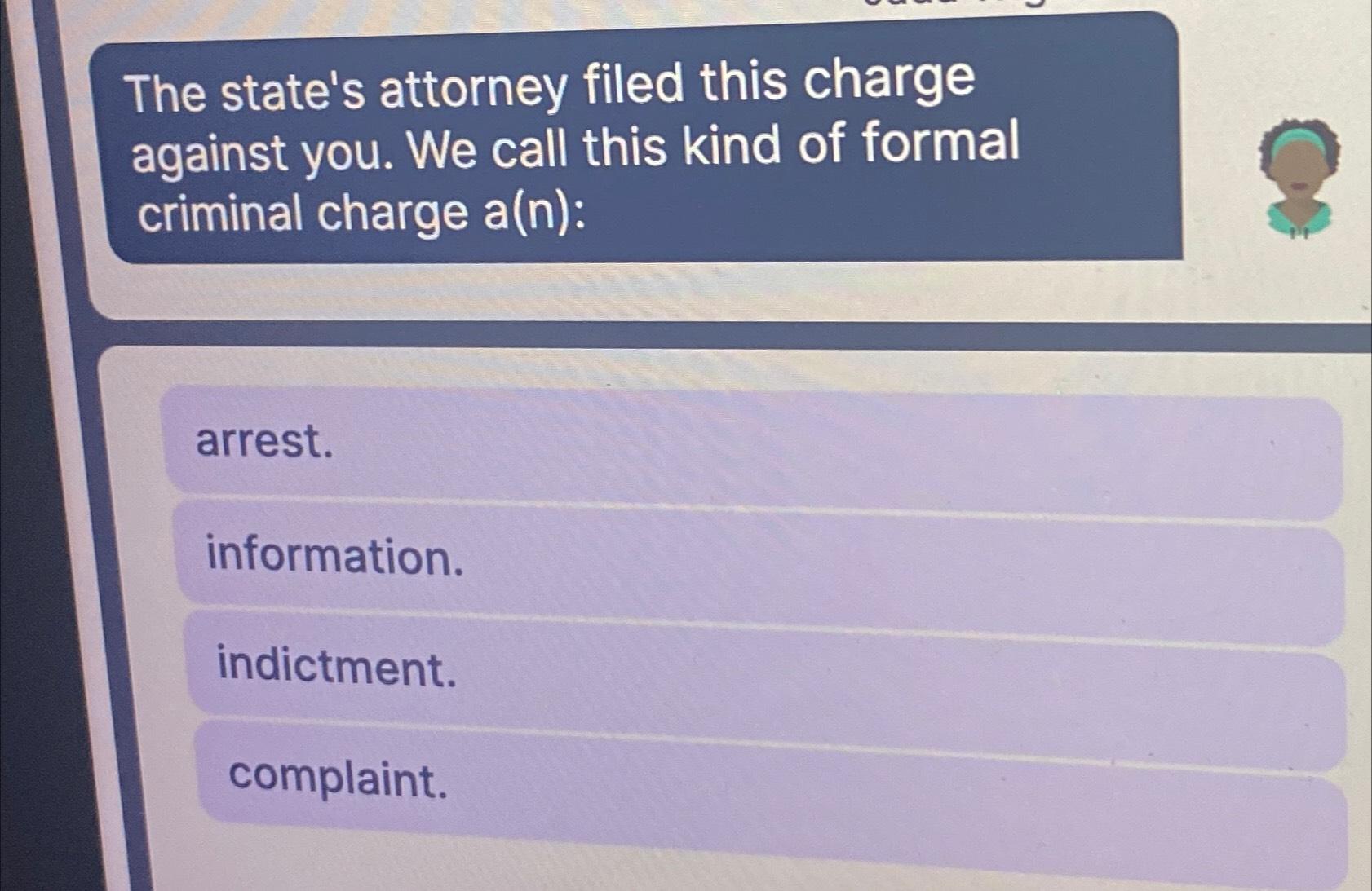 Solved The state's attorney filed this charge against you. | Chegg.com