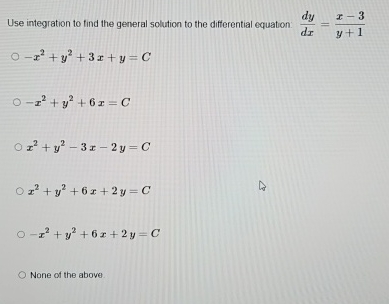 Solved Use integration to find the general solution to the | Chegg.com