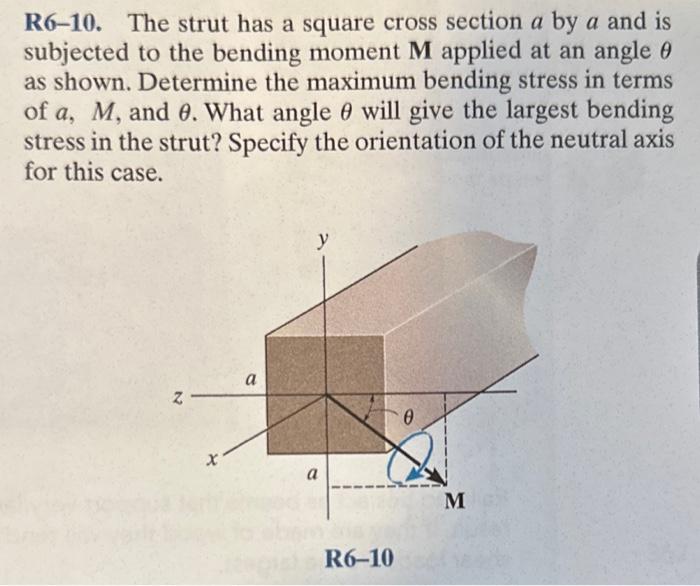 Solved R6-10. The strut has a square cross section a by a | Chegg.com