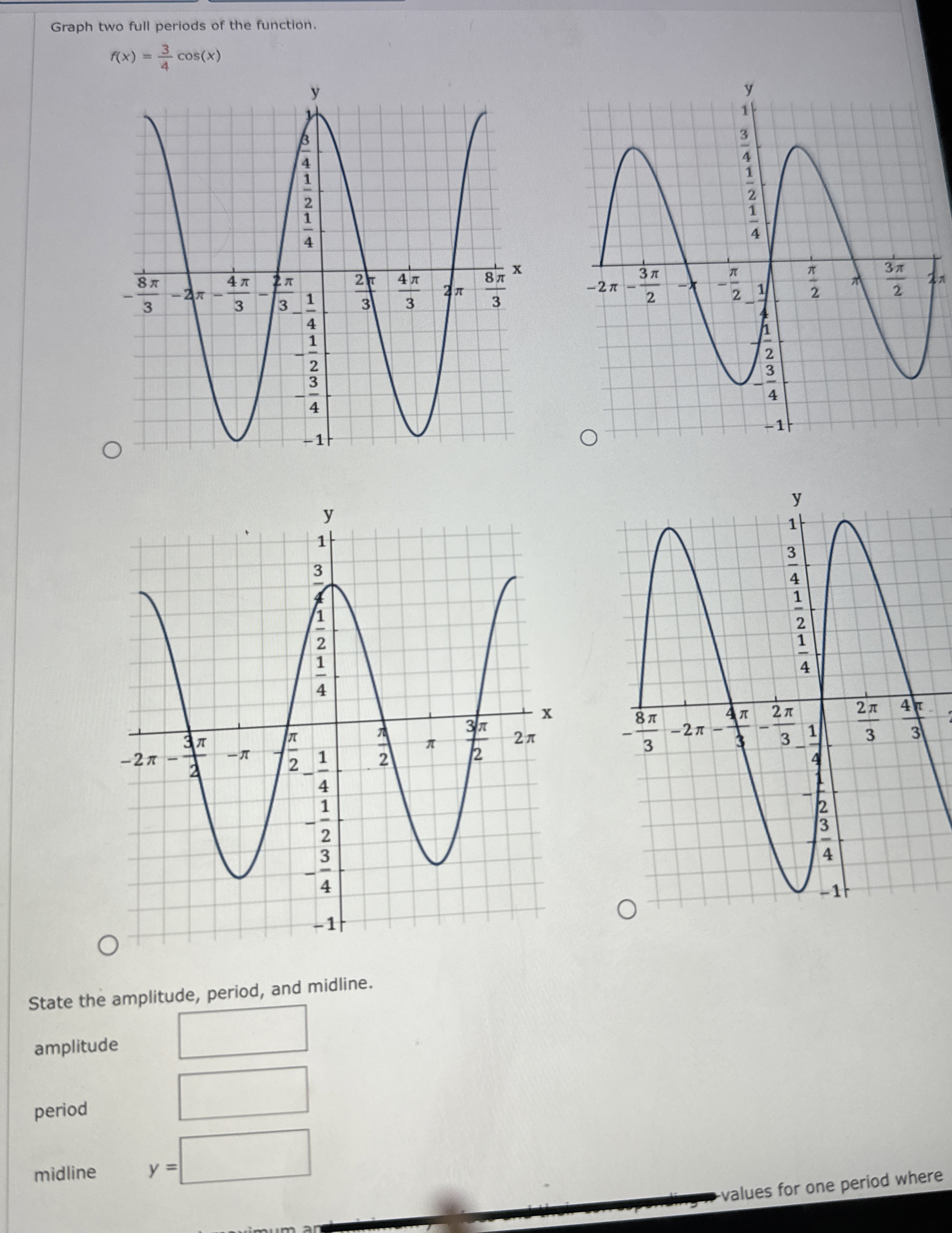 Solved Graph two full periods of the | Chegg.com