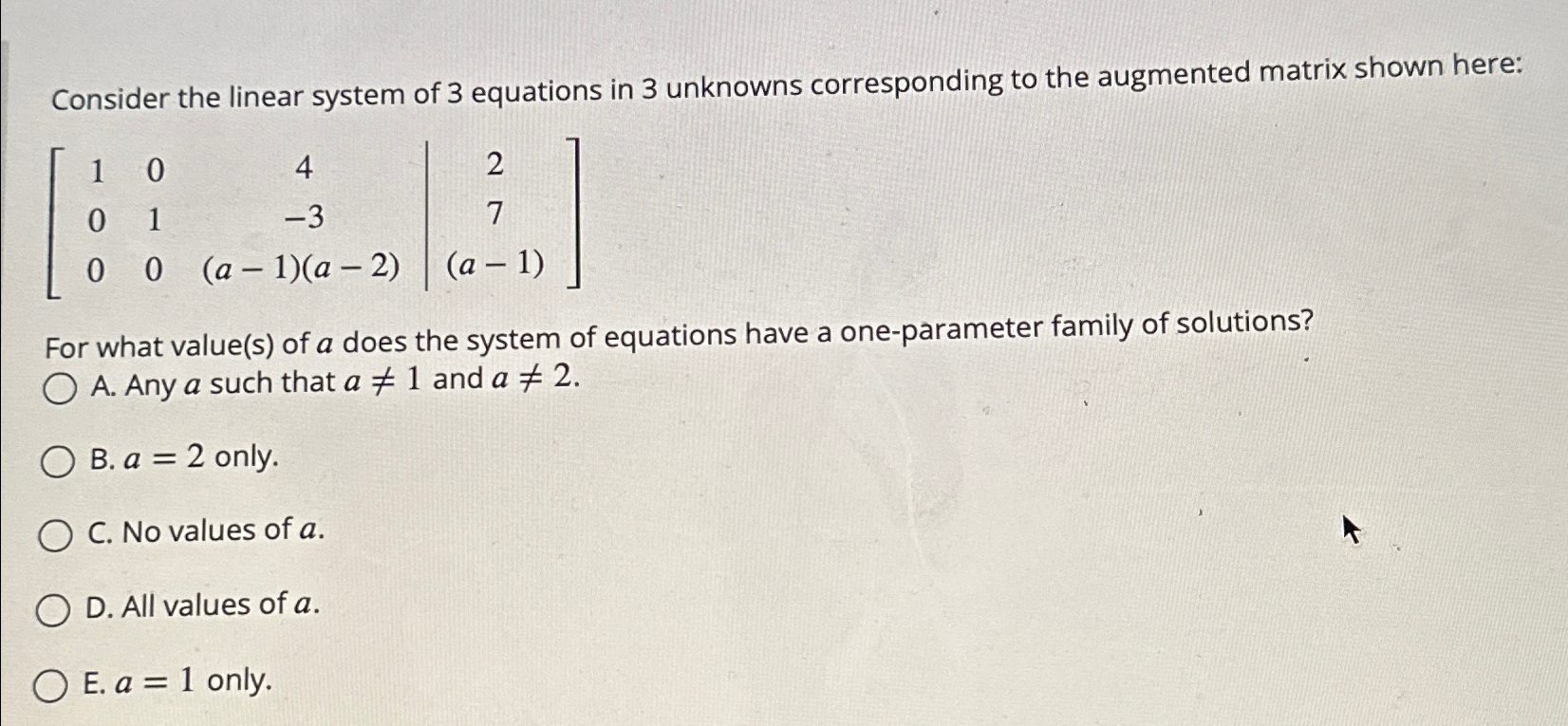 Solved Consider the linear system of 3 ﻿equations in 3 | Chegg.com