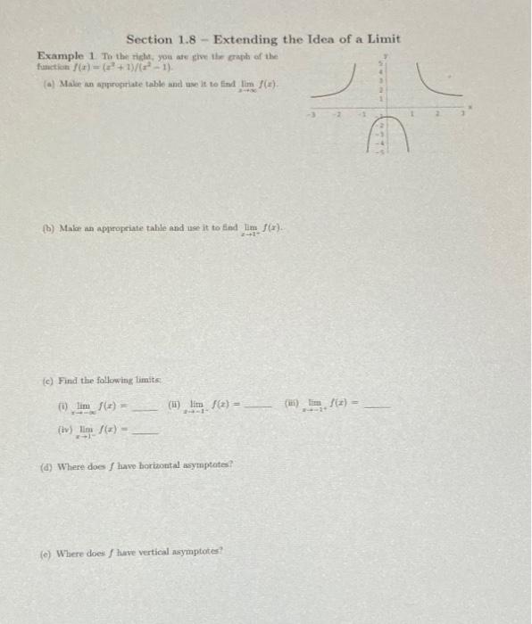 Solved Section 1.8 Extending the Idea of a Limit Example 1. | Chegg.com