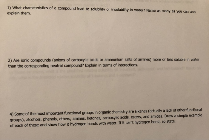 Solved 1) What characteristics of a compound lead to | Chegg.com