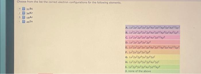 Solved Choose from the list the correct electron | Chegg.com