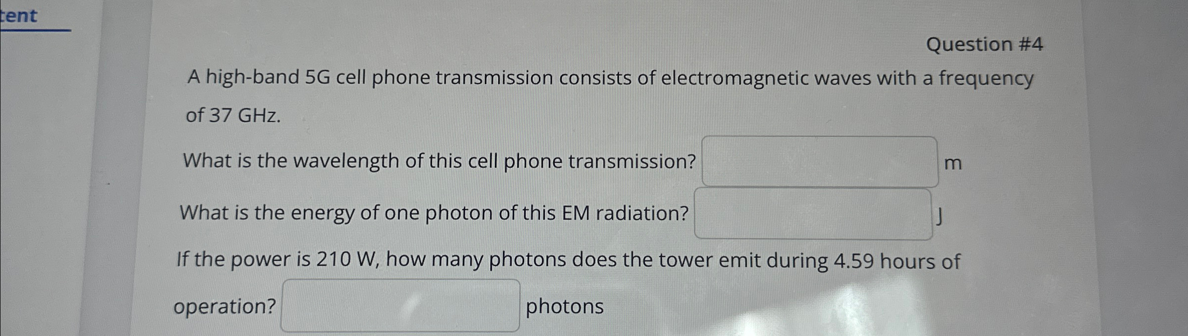 Solved Question #4A high-band 5G ﻿cell phone transmission | Chegg.com