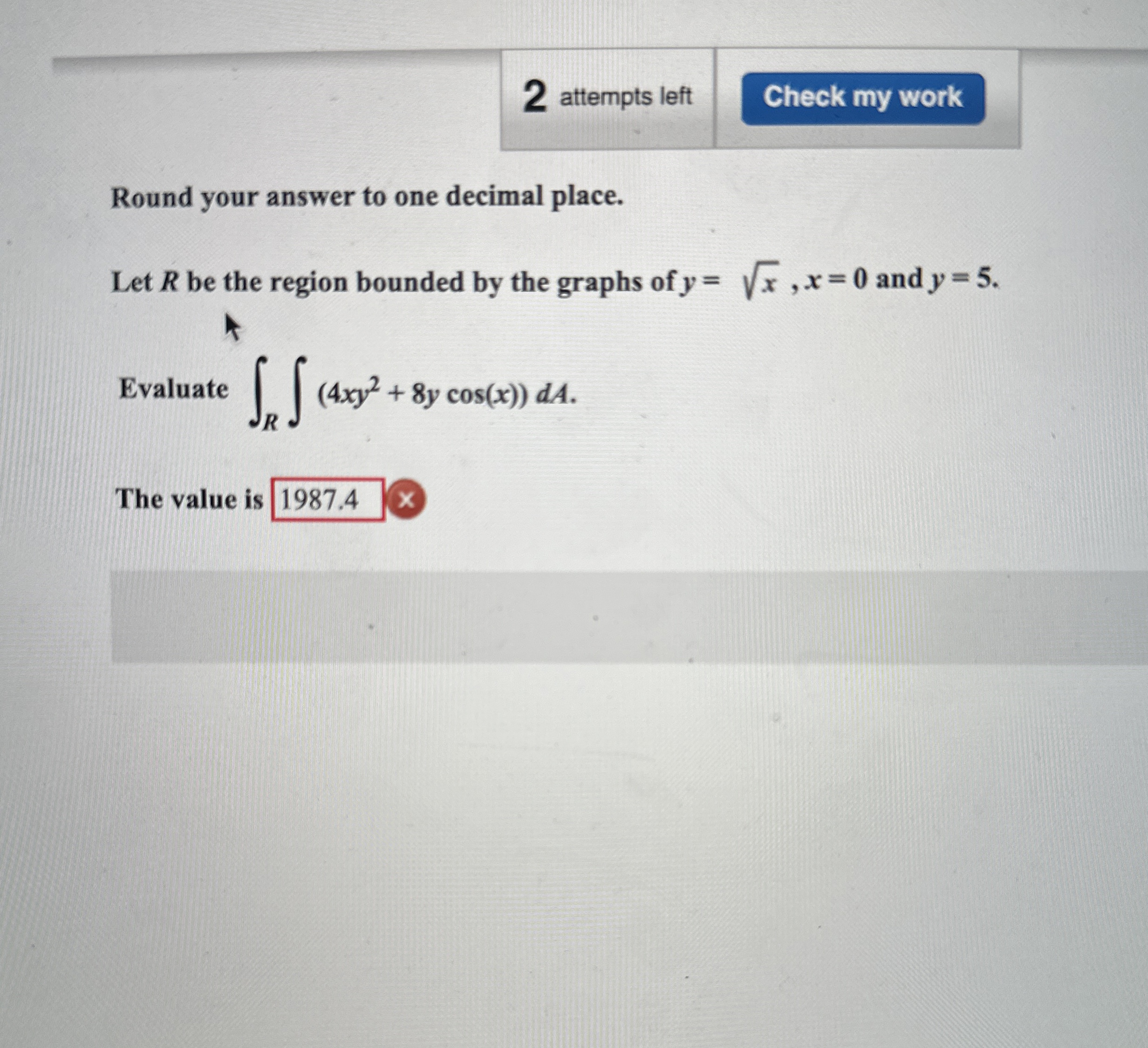 Solved 2 ﻿attempts left Round your answer to one decimal | Chegg.com