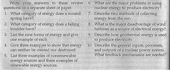 Solved Write your answers to these review questions on a | Chegg.com