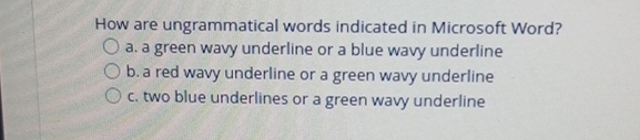 Solved How are ungrammatical words indicated in Microsoft | Chegg.com